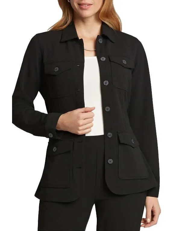 Foxcroft Stella Crepe Knit Utility Jacket - Black