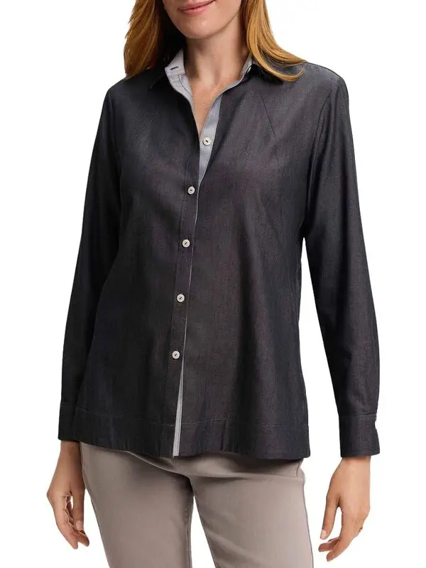 Foxcroft Veronica Double Face Shirt - Charcoal