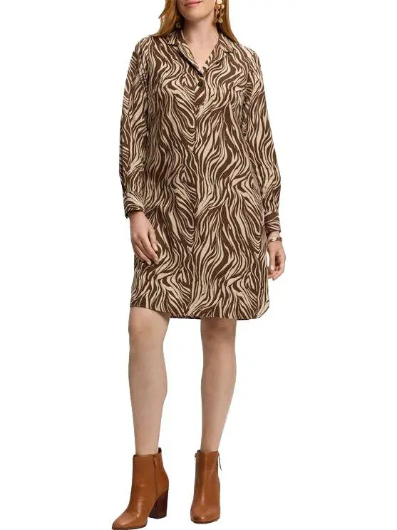 Foxcroft Sloane Zebra Print Shirtdress - Brown