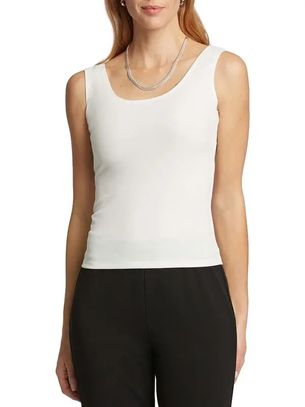 Foxcroft Georgia Crepe Knit Tank - Ecru