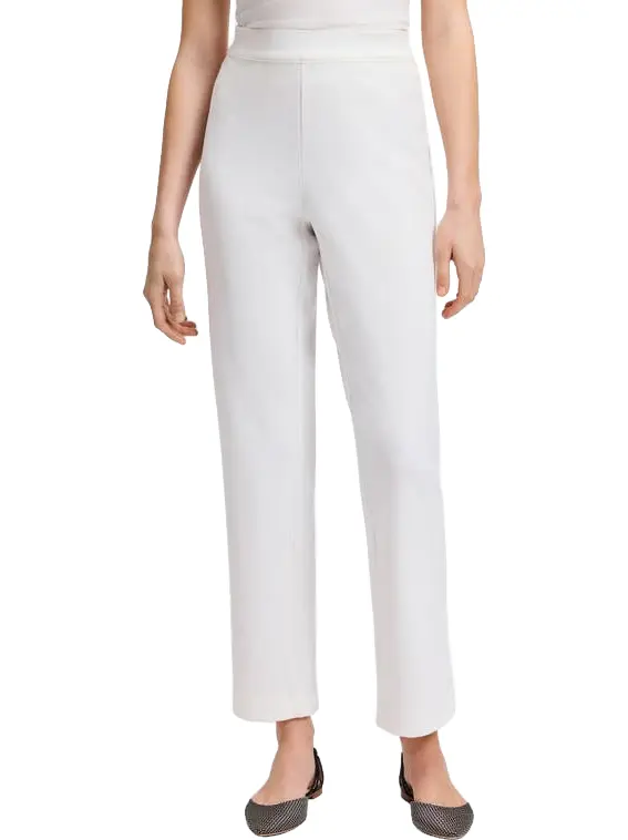 Foxcroft Louisa Crepe Knit Ankle Pants - Ecru