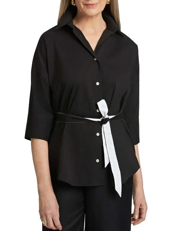 Foxcroft Avery Stretch Button-up Shirt - Black