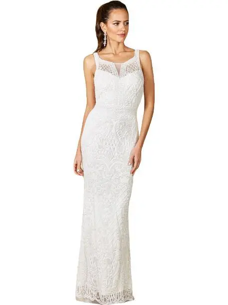 LARA NEW YORK Foster High-neck Sleeveless Gown - Ivory