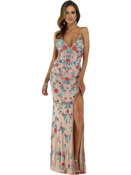 LARA NEW YORK Embellished Maxi Dress - Nudemulti