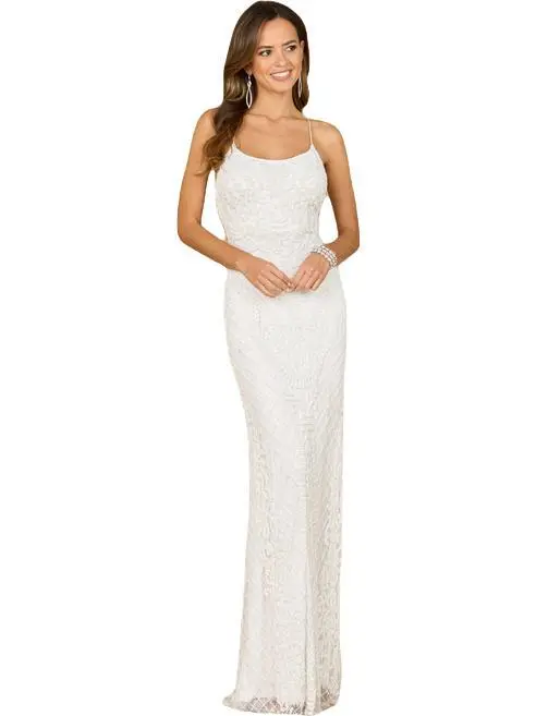 LARA NEW YORK Beaded Gown With Open Back - Ivory
