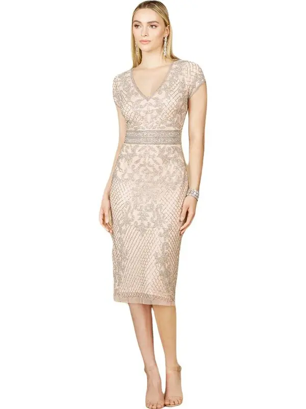 LARA NEW YORK Cap Sleeve Midi Gown - Blush