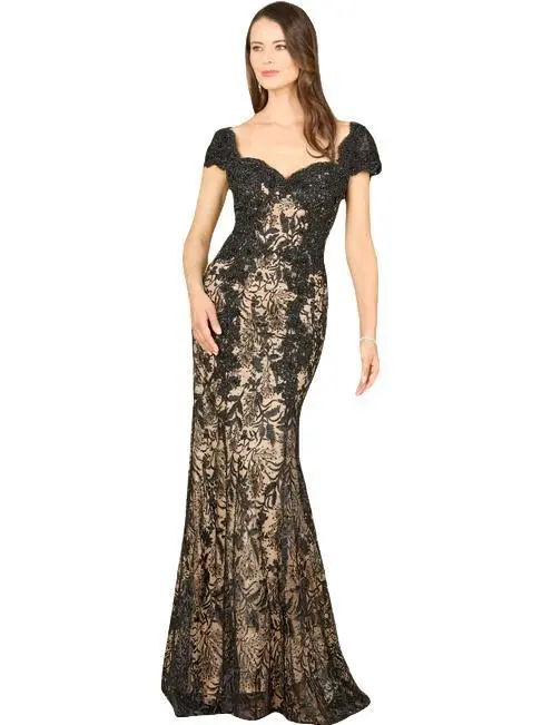 LARA NEW YORK Beaded Gown - Blacknude