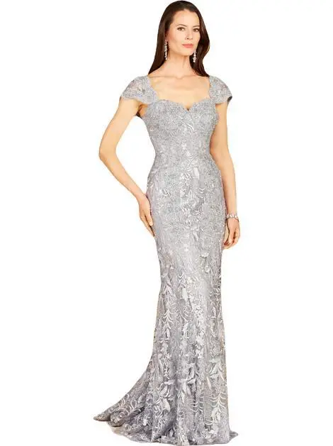 LARA NEW YORK Beaded Gown - Slate