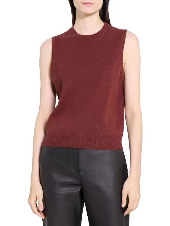 Theory Cashmere Sleeveless Sweater - Oxblood Red - 2py