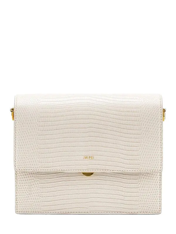 Jw Pei Mini Flap Croc-embossed Shoulder Bag - Ivory Lizard