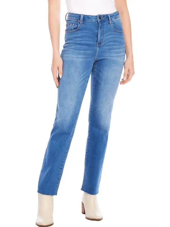Karen Kane Raw Hem Straight Leg Jeans - Den