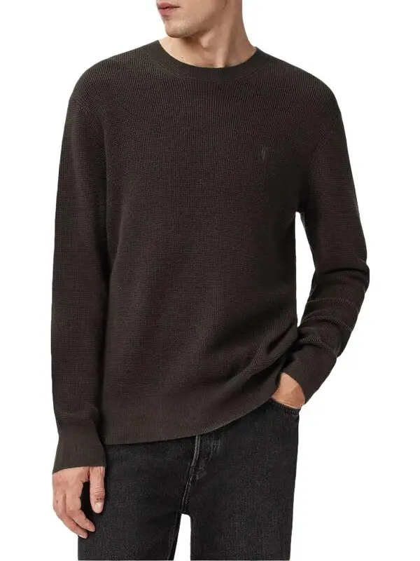 ALLSAINTS Oversized Waffle Crewneck Sweater - Espresso Brown