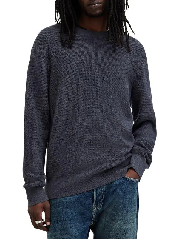 ALLSAINTS Oversized Waffle Crewneck Sweater - Smith Blue