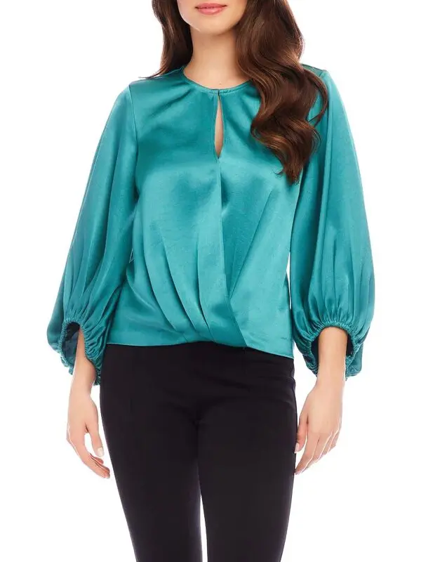 Karen Kane Keyhole Satin Top - Glass