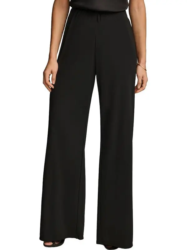 Donna Karan New York Flat Front Wide Leg Trousers - Black