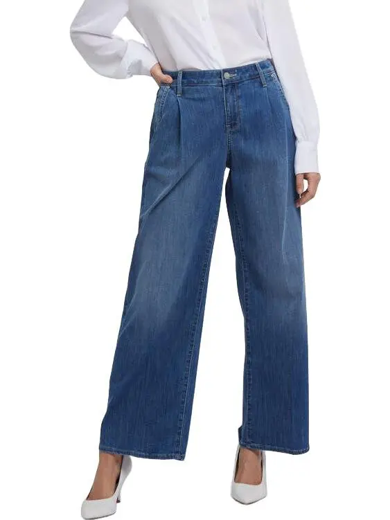 NYDJ Teresa Pleated Wide Leg Jeans - Romantic Indigo