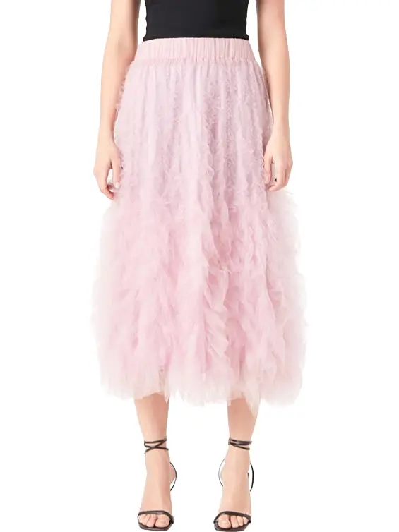 Endless Rose Ruffle Tulle Midi Skirt - Mulberry