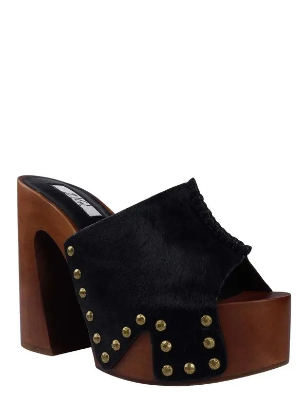 ZIGI Yama Platform Slide Sandal - Black Calf Hair
