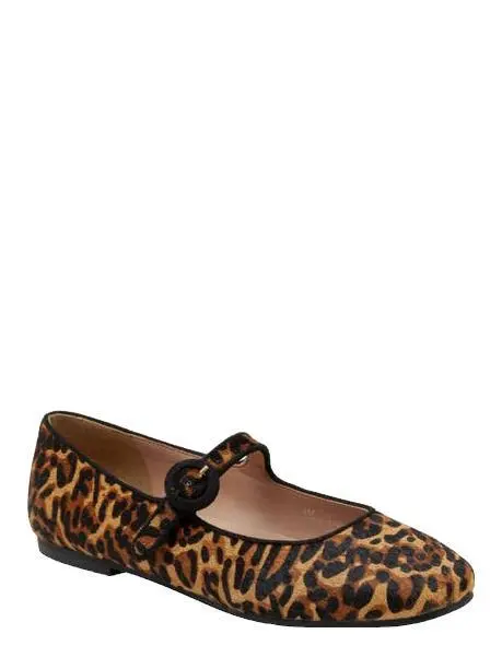 Linea Paolo Marley Leopard Print Calf Hair Flat - Cognac/black