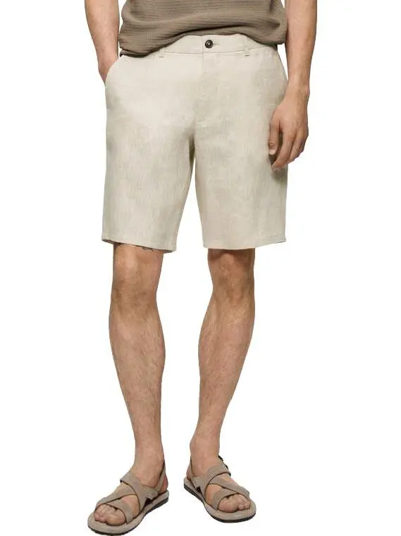 Mango Slim Fit Linen Bermuda Shorts - Ecru