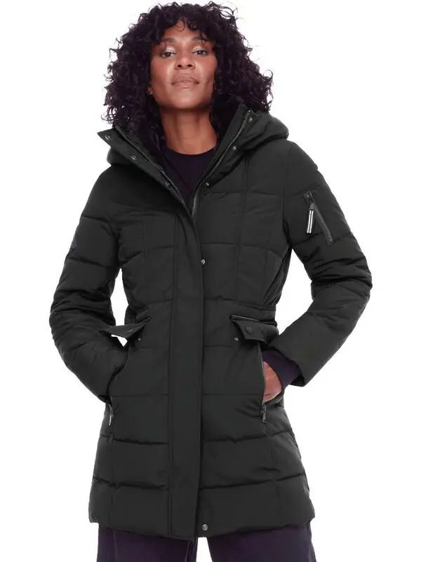 ALPINE NORTH Vegan Down Mid-length Parka Coat - Black