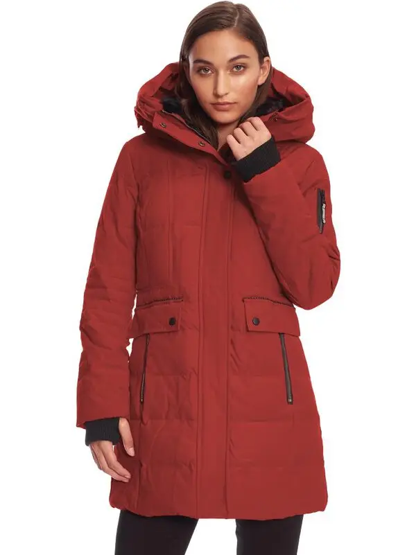 ALPINE NORTH Vegan Down Mid-length Parka Coat - Crimson