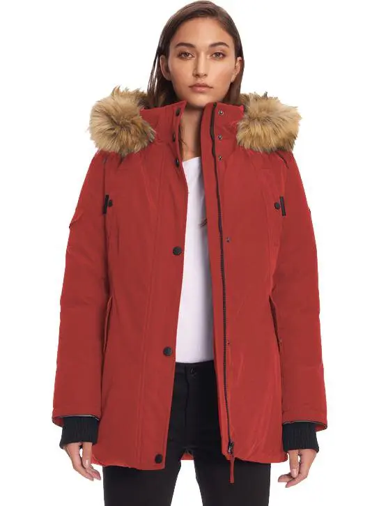 ALPINE NORTH Vegan Down Classic Winter Parka Jacket - Crimson
