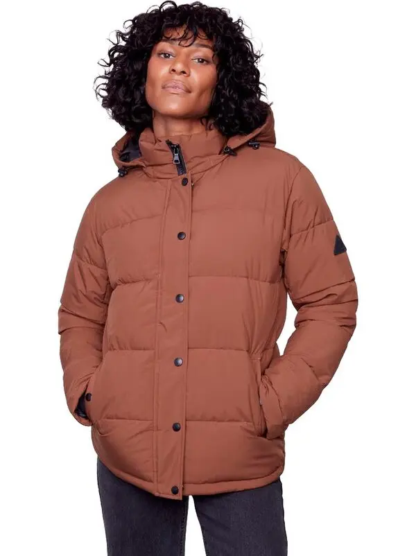 ALPINE NORTH Forillon Vegan Down Short Quilted Puffer Jacket - Maple