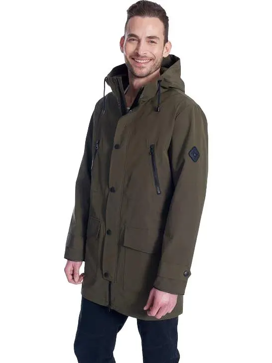ALPINE NORTH Weather-resistant Storm Jacket With Drawstring Hood - Army