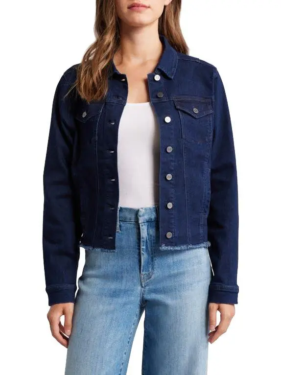 NIC+ZOE Essential Fray Hem Denim Jacket - Twilight