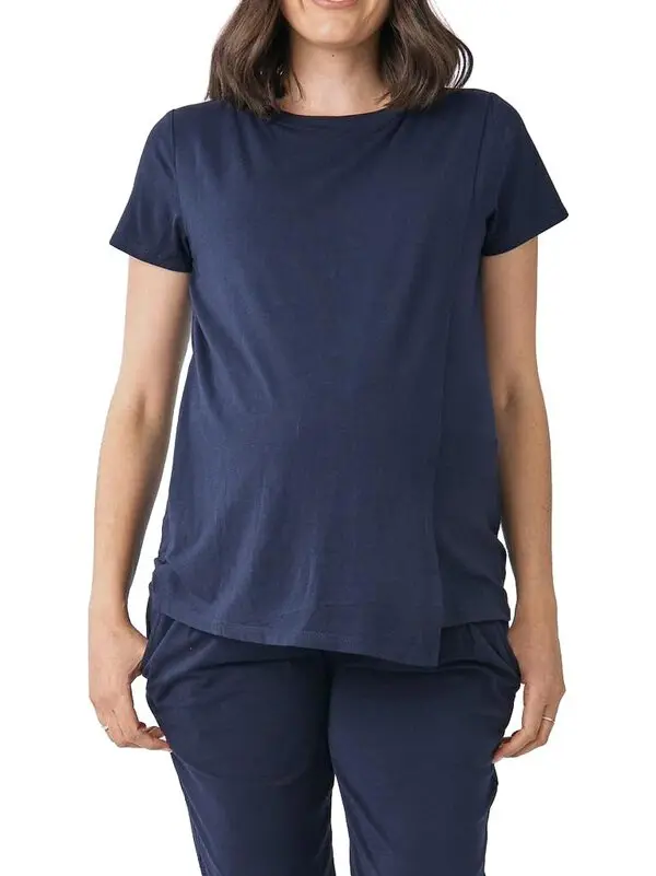 ANGEL MATERNITY Petal Nursing Top - Navy