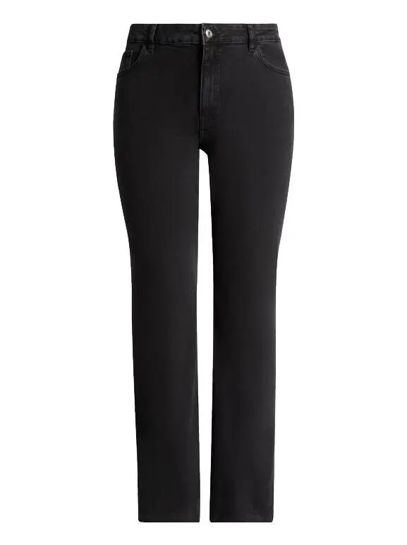 Mango Frayed Mid-rise Flare Jeans - Black Denim