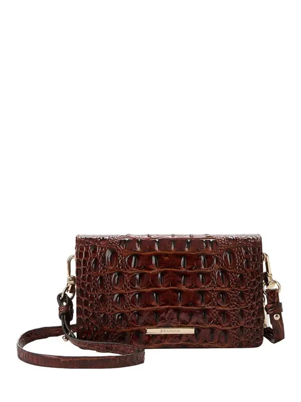 Brahmin Minuette Croc Embossed Leather Crossbody Bag - Pecan