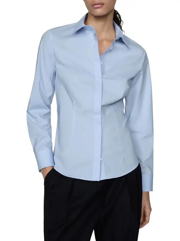 Mango Fitted Button-up Shirt - Sky Blue