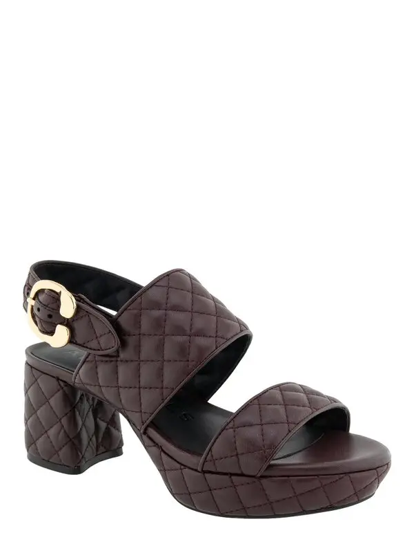 Aerosoles Quilted Platform Sandals - Deep Aubergine Leather