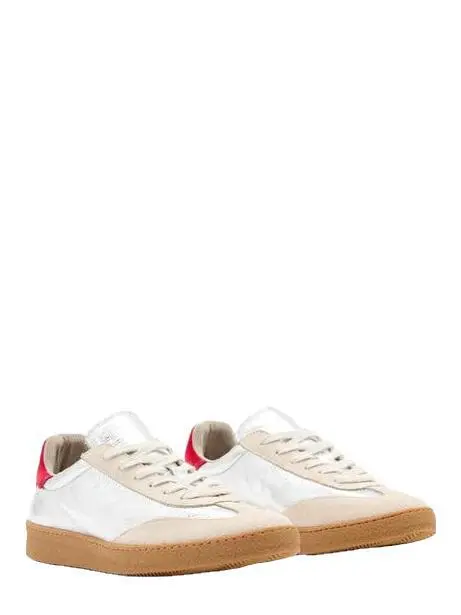 ALLSAINTS Thelma Metallic Sneakers - Silver/red