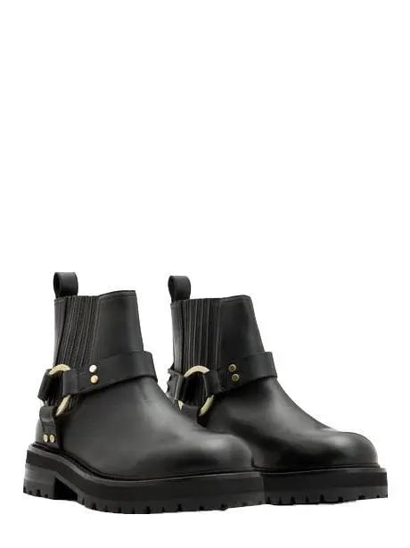 ALLSAINTS Maddie Lug Sole Biker Boots - Black/warm Brass