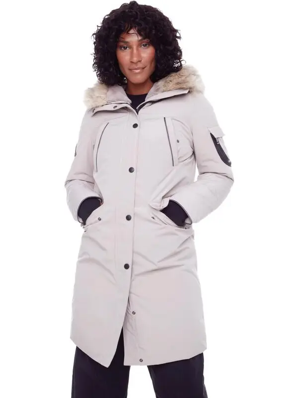 ALPINE NORTH Vegan Down Long Parka With Faux Fur Hood - Taupe