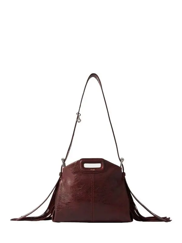 Maje Miss M Mini Cracked Leather Bag - Burgundy