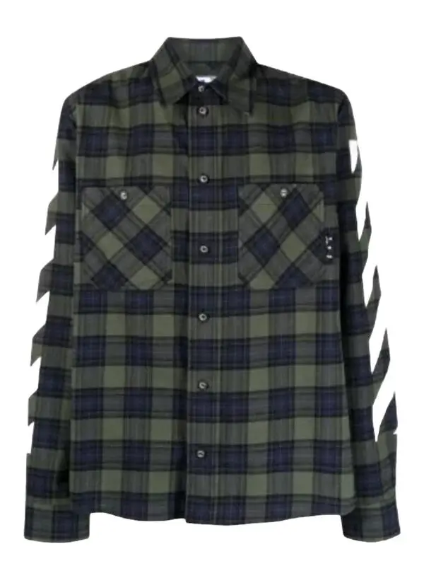 Off-White Tartan Diagonal Shirt - Green