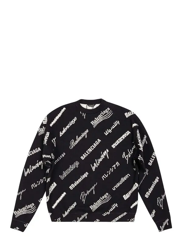 Balenciaga Logo Print Crewneck Sweatshirt - Black