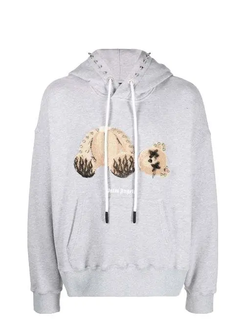Palm Angels Punk Bear Hooded Sweatshirt - Grey
