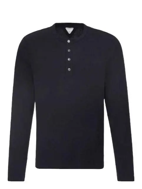 Bottega Veneta Buttonup Long Sleeve T-shirt - Navy Blue