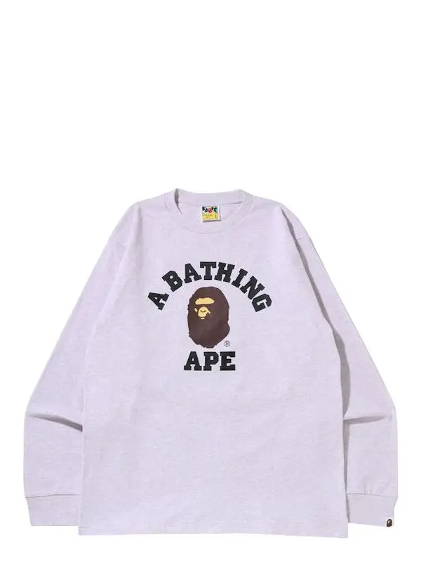 A BATHING APE College Long Sleeve Tee Shirt - Gray