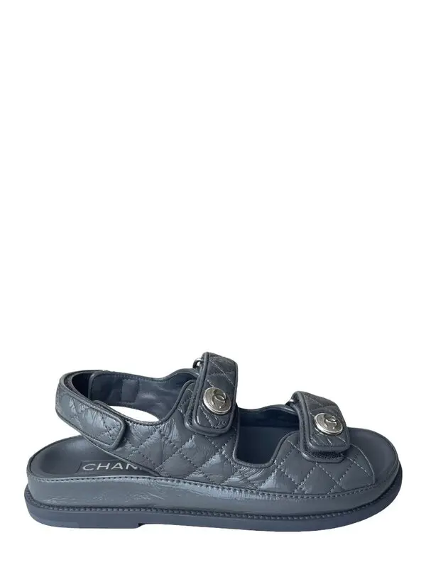 Chanel Quilted Leather Sandals - Grey