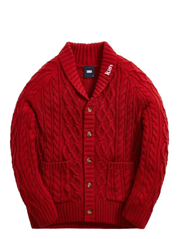 Kith Shawl Collar Cable Knit Cardigan - Pyre