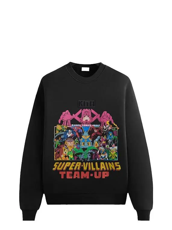 Kith X Marvel Team Up Vintage Nelson Crewneck Sweatshirt - Black