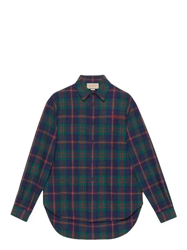 Gucci Check Pattern Shirt - Green