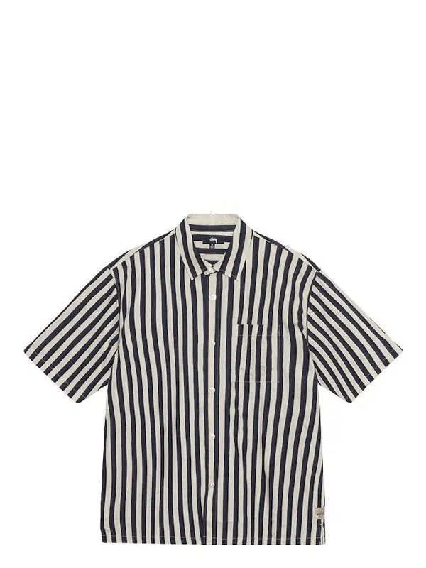 StÜssy Boxy Flat Striped Hem Shirt - Navy Blue