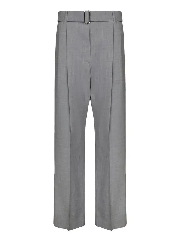 MSGM Straight-leg Trousers With Buckle Belt - Grey